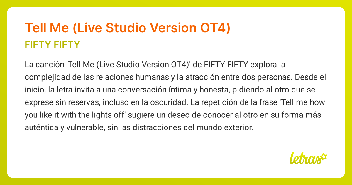 Significado de la canción Tell Me (Live Studio Version OT4) (FIFTY ...