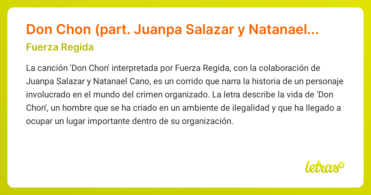 Significado de la canción Don Chon (part. Juanpa Salazar y Natanael ...