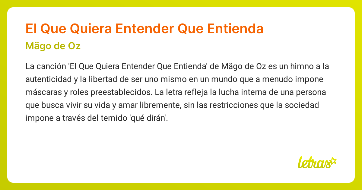 Significado de la canción El Que Quiera Entender Que Entienda (Mägo de ...