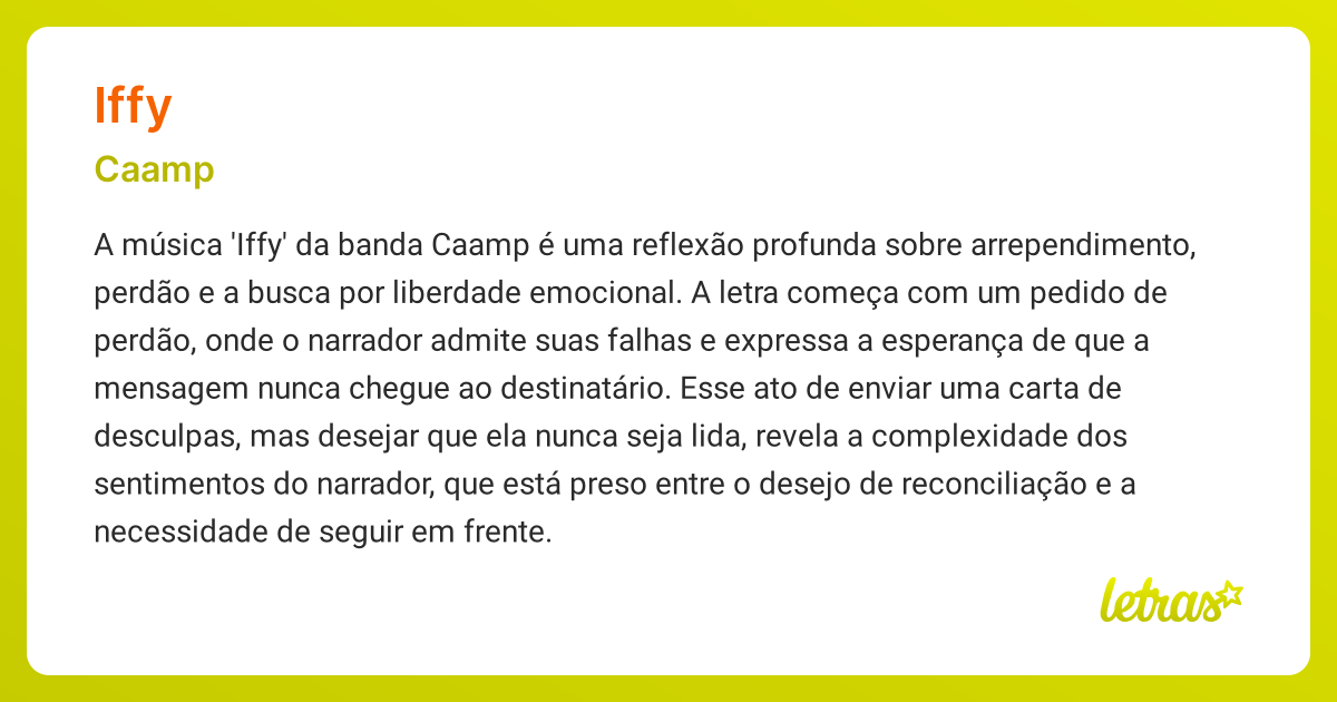 Significado da música IFFY (Caamp) - LETRAS.MUS.BR