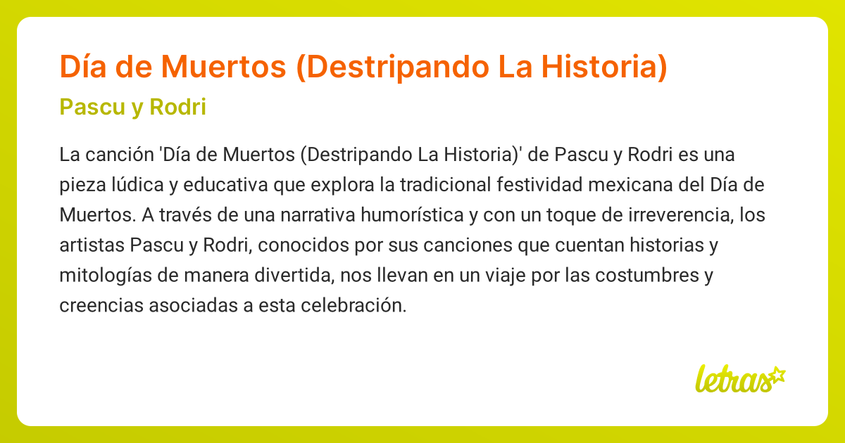 Significado de la canción Día de Muertos (Destripando La Historia ...