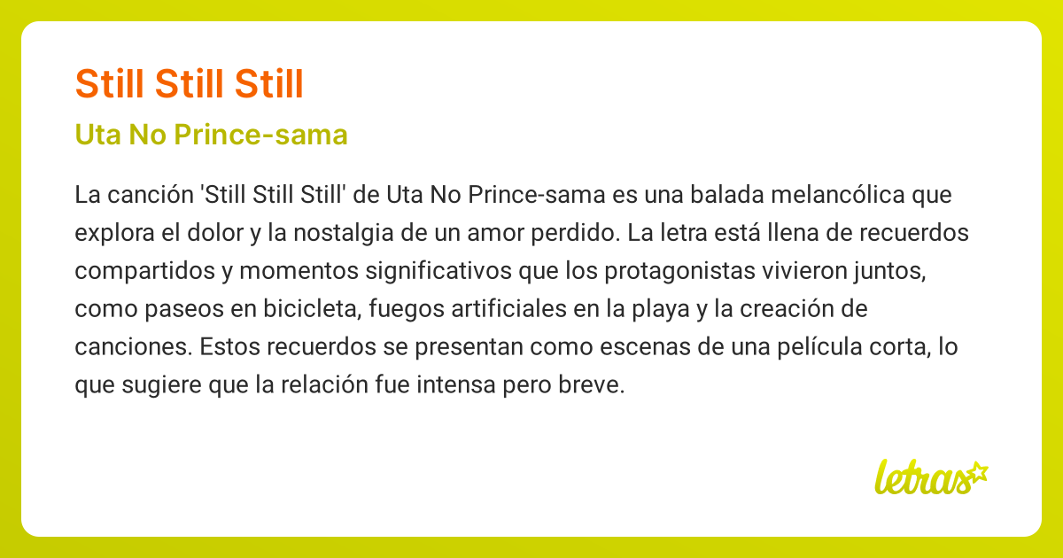 Significado de la canción STILL STILL STILL (Uta No Prince-sama ...