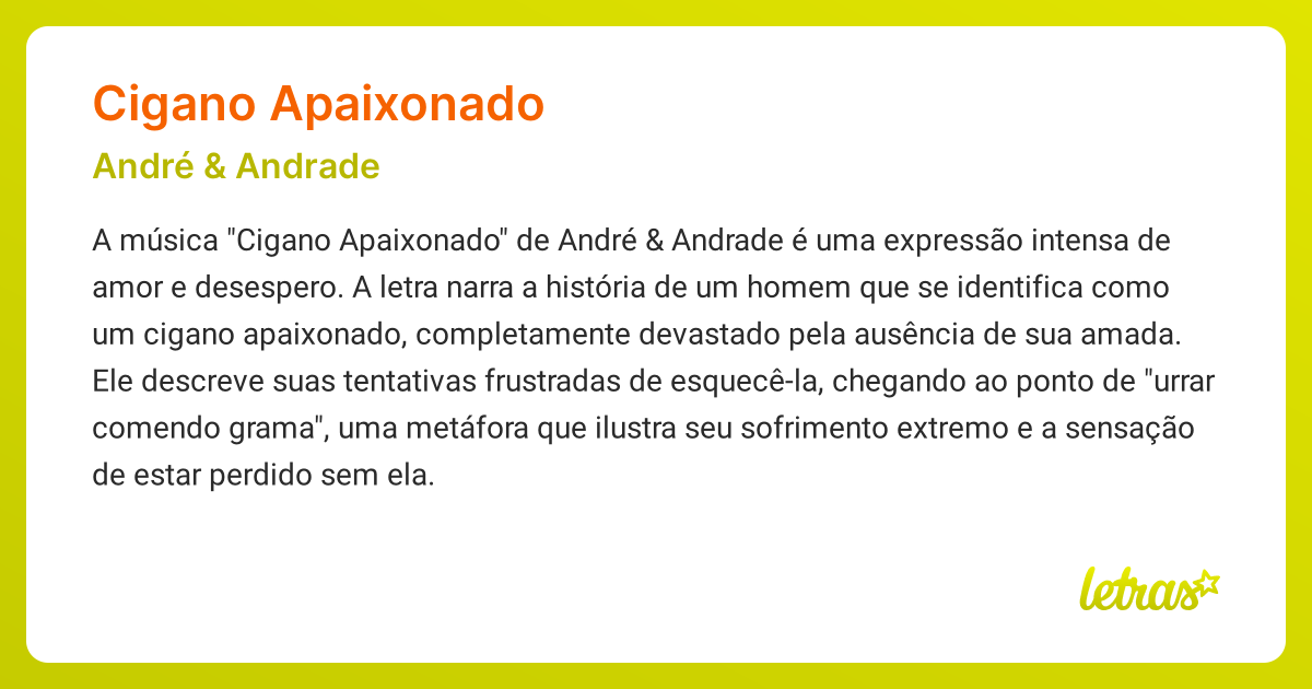 Significado da música CIGANO APAIXONADO (André & Andrade) - LETRAS.MUS.BR