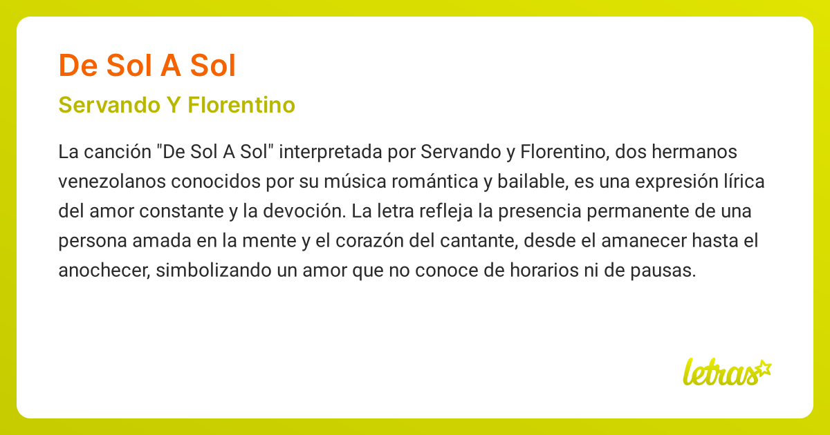 Significado de la canción DE SOL A SOL ( Servando Y Florentino ...