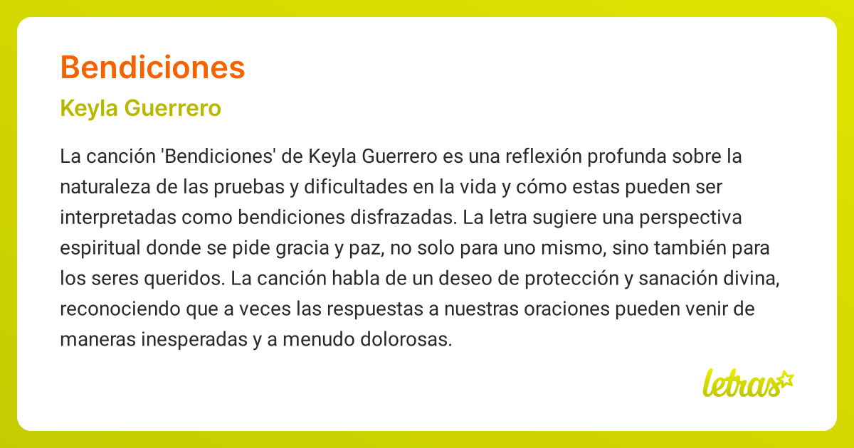 Significado de la canción BENDICIONES (Keyla Guerrero) - LETRAS.COM
