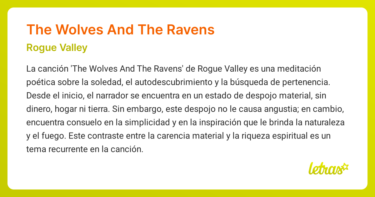 Significado de la canción THE WOLVES AND THE RAVENS (Rogue Valley ...