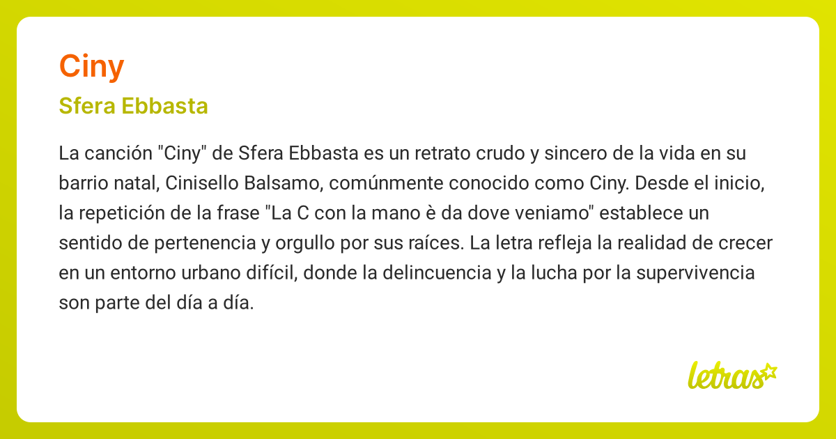 Significado de la canción CINY (Sfera Ebbasta) - LETRAS.COM