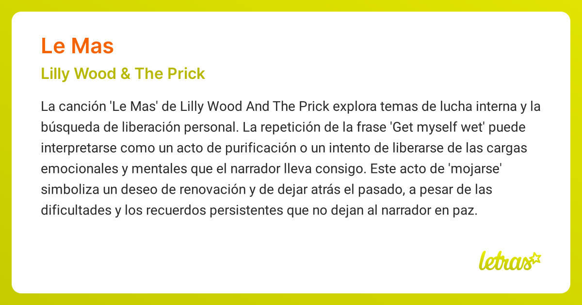 Significado de la canción LE MAS (Lilly Wood & The Prick) - LETRAS.COM