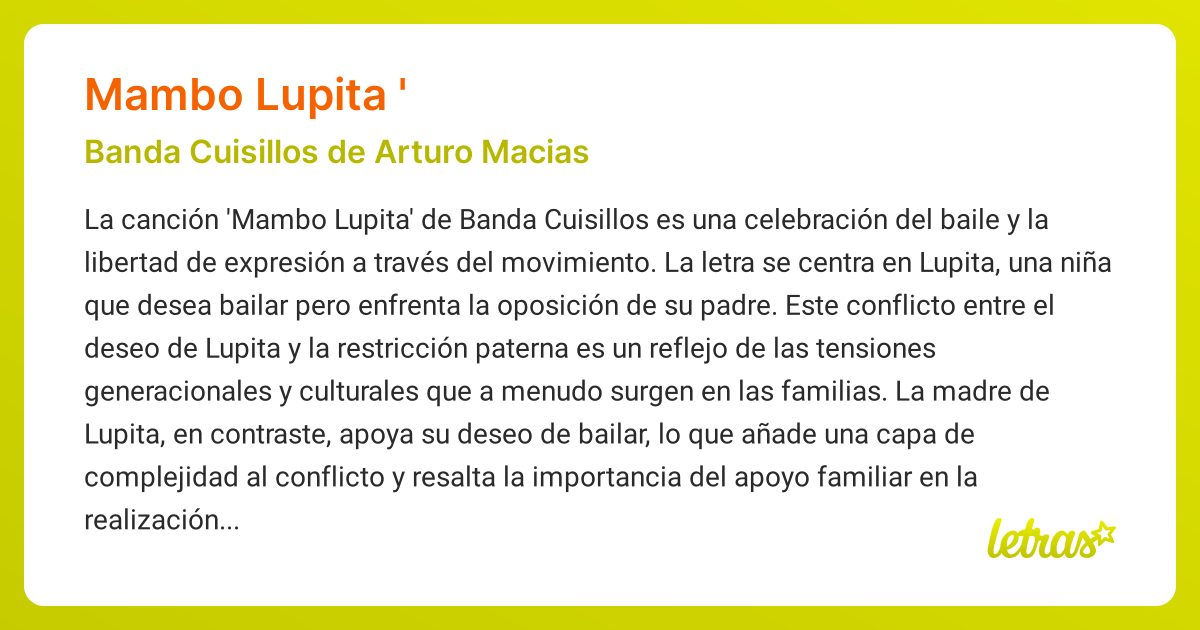 Significado de la canción MAMBO LUPITA ' (Banda Cuisillos) - LETRAS.COM