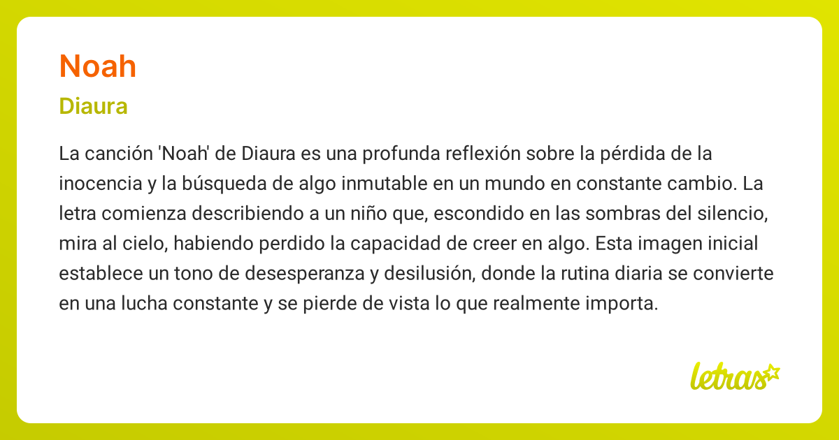 Significado de la canción NOAH (Diaura) - LETRAS.COM