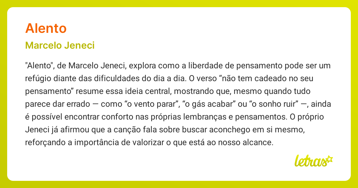Significado da música ALENTO (Marcelo Jeneci) - LETRAS.MUS.BR