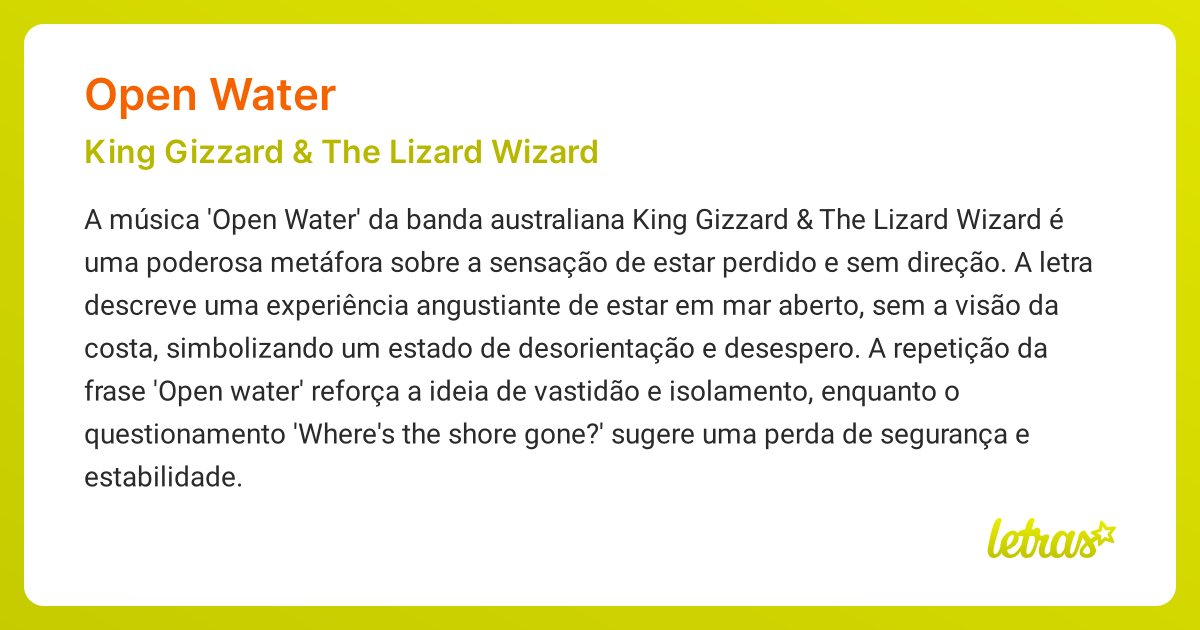 Significado da música OPEN WATER (King Gizzard & The Lizard Wizard ...