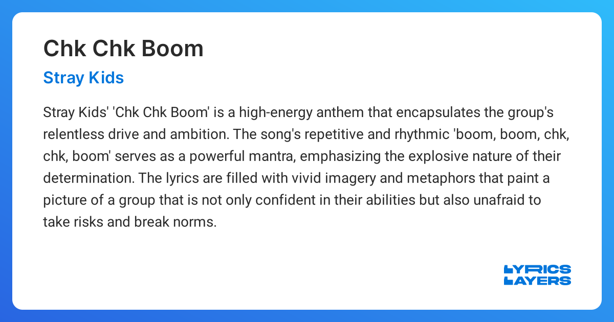 CHK CHK BOOM (Lyrics in English) - Stray Kids