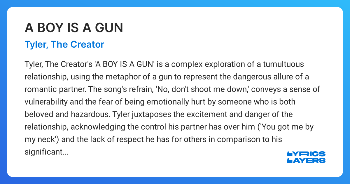 Meaning of A BOY IS A GUN (Tyler, The Creator)
