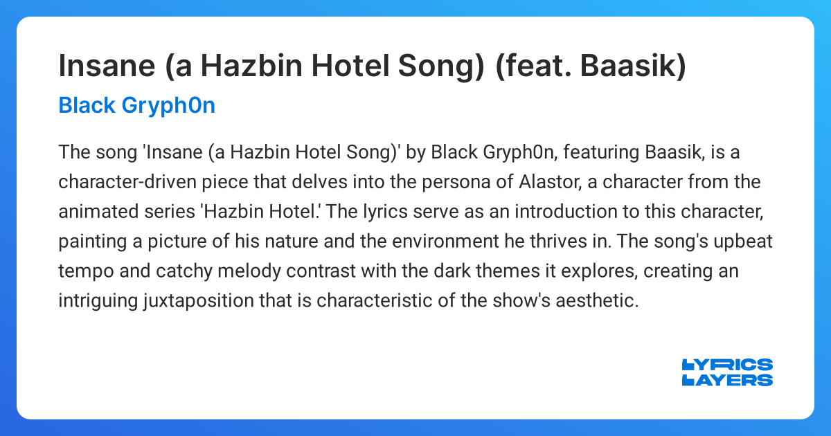 Insane (a Hazbin Hotel Song) (feat. Baasik): traduction française de ...