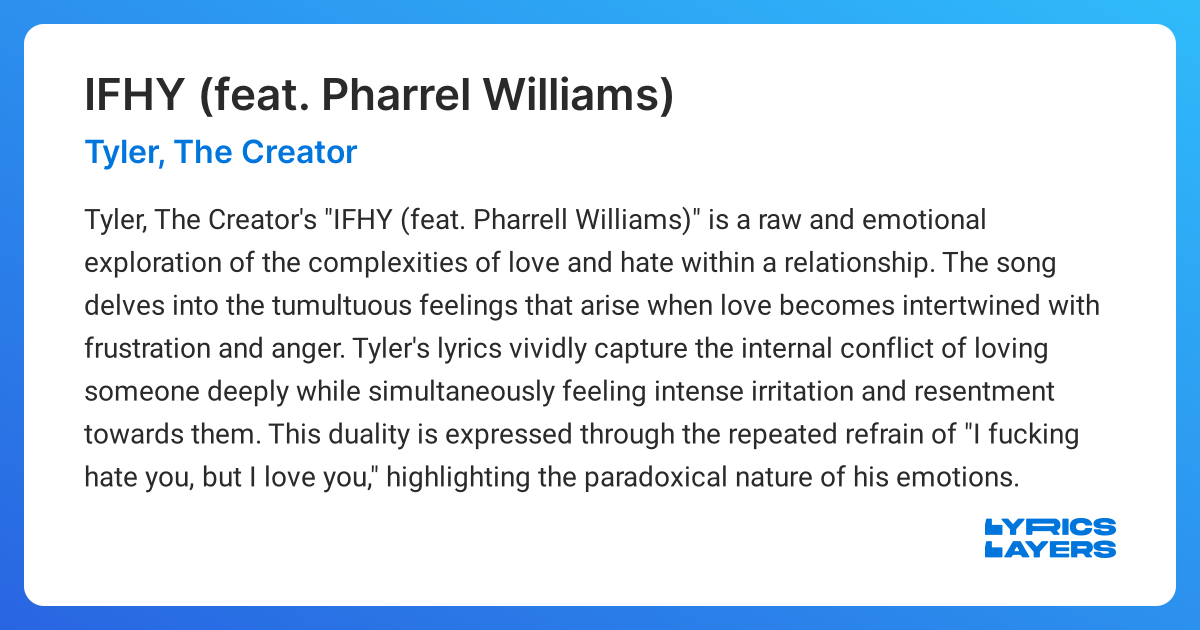 Meaning of IFHY (FEAT. PHARREL WILLIAMS) (Tyler, The Creator)