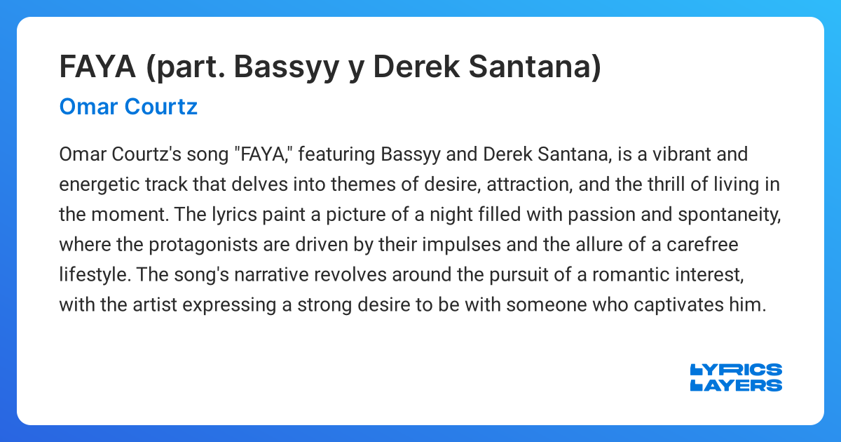 FAYA (part. Bassyy y Derek Santana): deutsche Übersetzung von Omar Courtz
