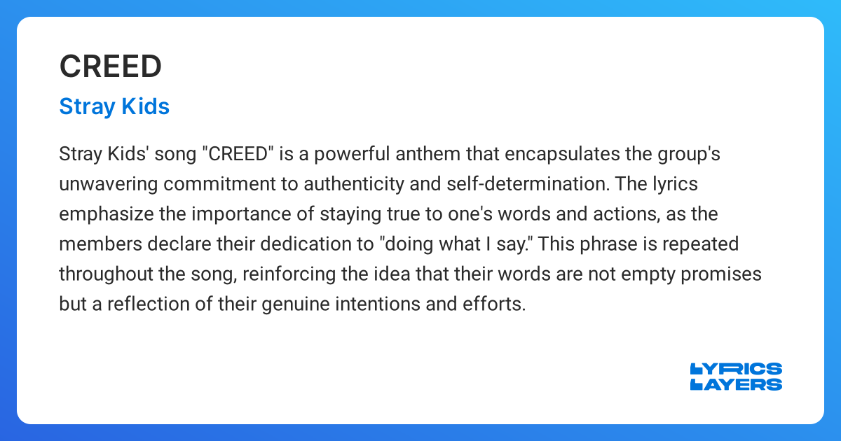 Meaning of CREED (Stray Kids)