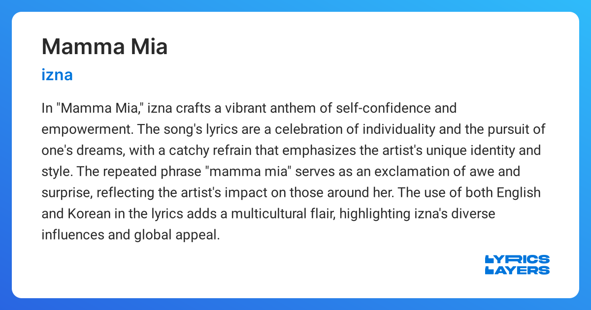 Meaning of MAMMA MIA (izna )