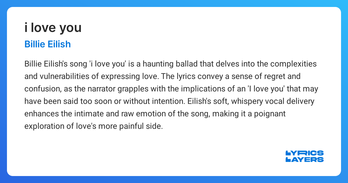 Meaning of I LOVE YOU (Billie Eilish)