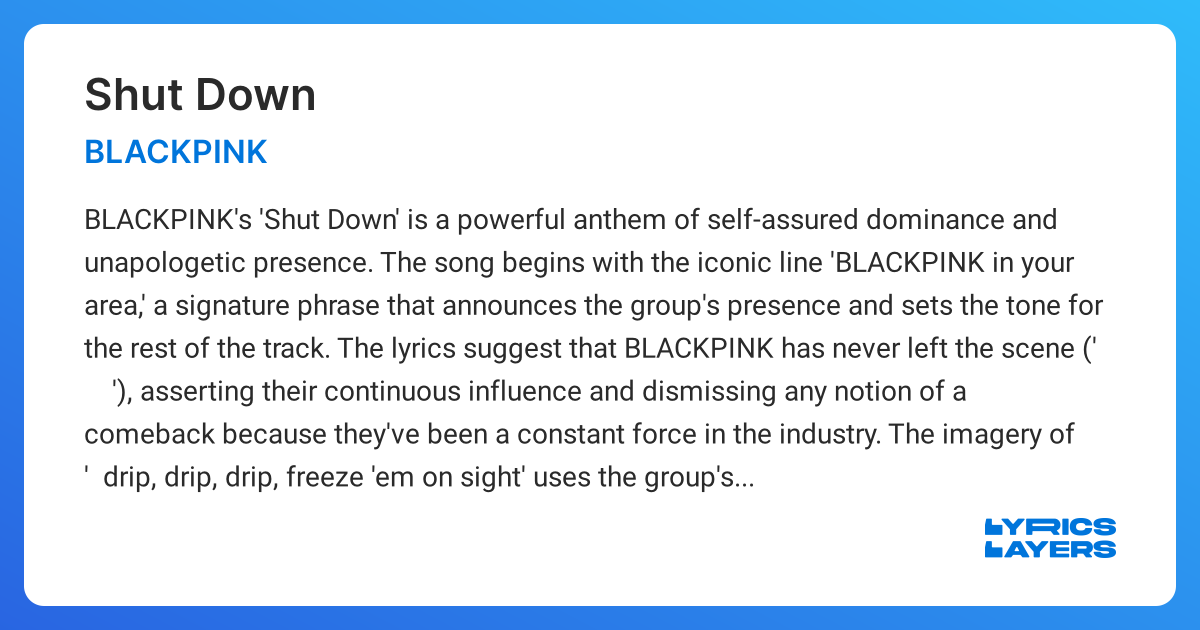SHUT DOWN (Lyrics in English) - BLACKPINK