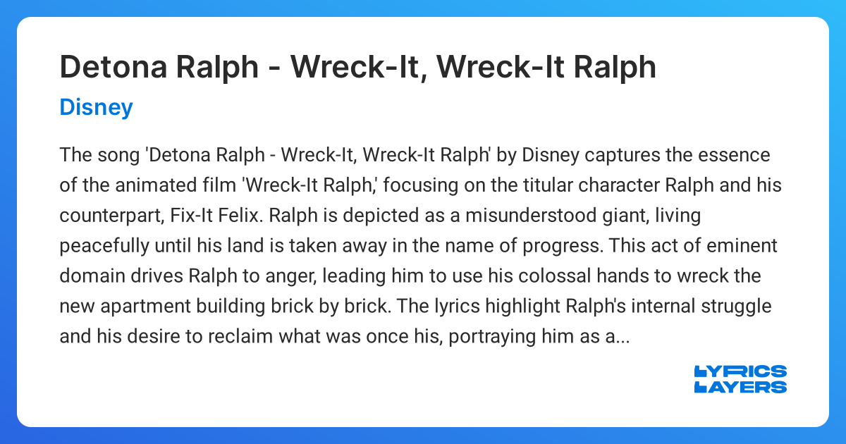 Meaning of Detona Ralph - Wreck-It, Wreck-It Ralph (Disney)