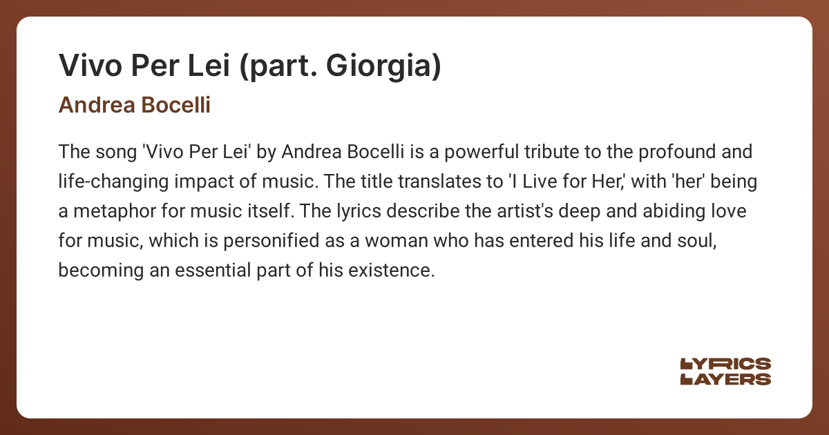 VIVO PER LEI (PART. GIORGIA) (Lyrics in English) - Andrea Bocelli