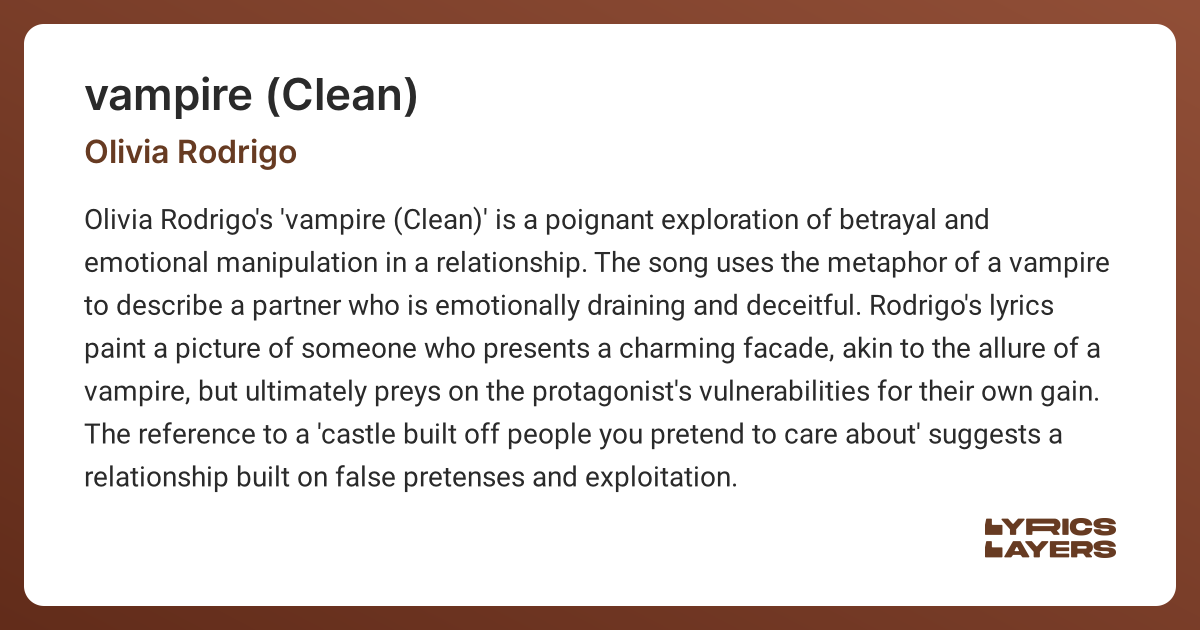 VAMPIRE (CLEAN) - Olivia Rodrigo - LYRICSLAYERS.COM