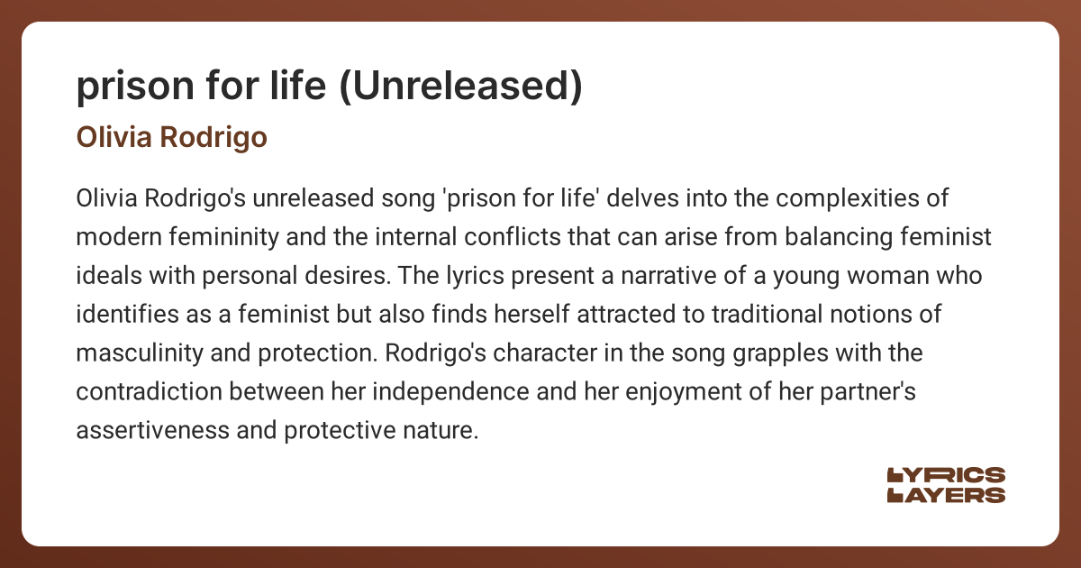 Meaning of PRISON FOR LIFE (UNRELEASED) (Olivia Rodrigo)