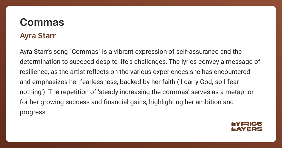 COMMAS - Ayra Starr - LYRICSLAYERS.COM