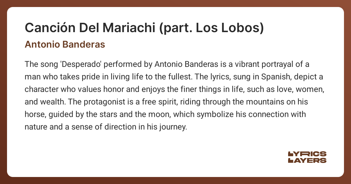 Canción Del Mariachi (part. Los Lobos) (Lyrics in English) - Antonio ...