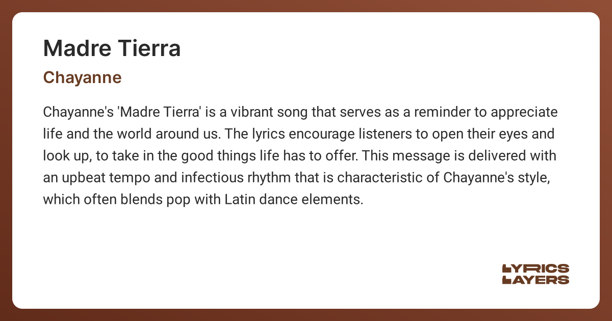 MADRE TIERRA (Lyrics in English) - Chayanne