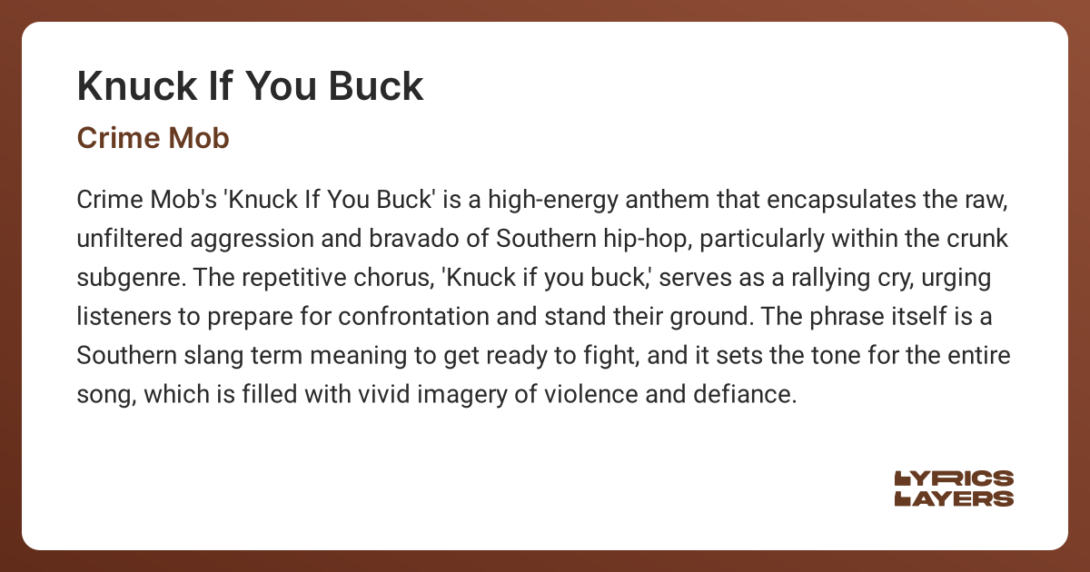 Meaning of KNUCK IF YOU BUCK (Crime Mob)