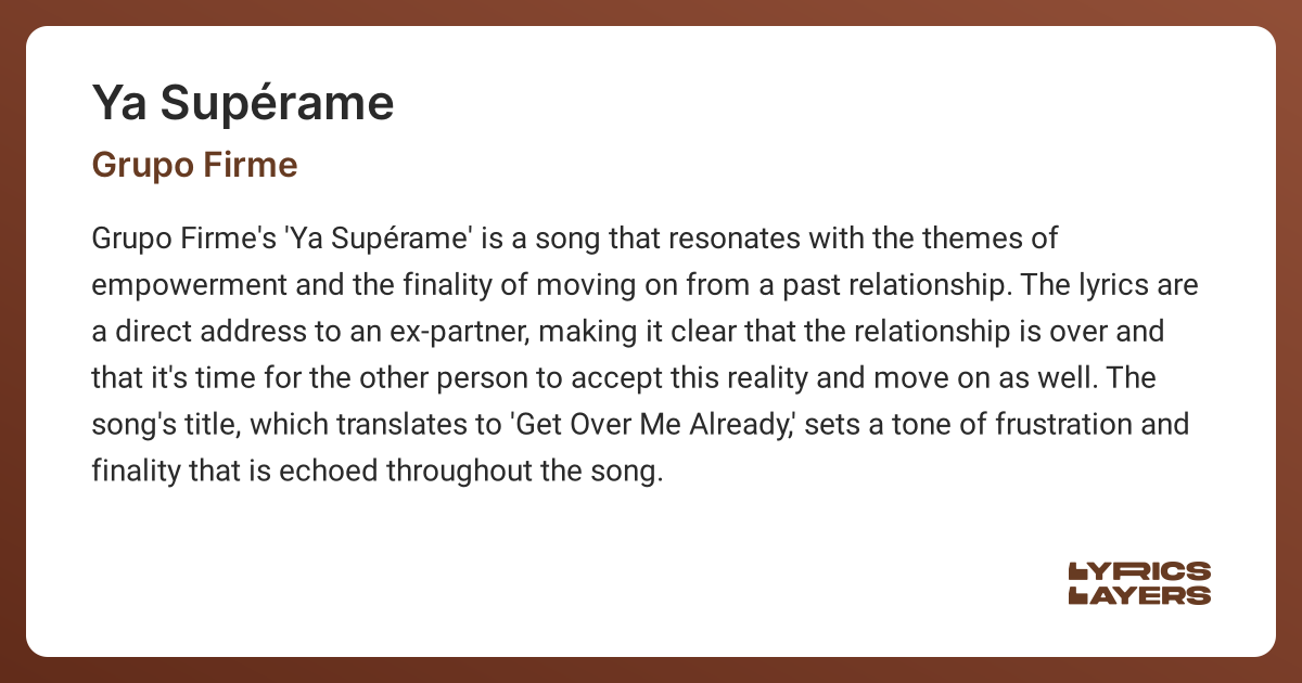 YA SUPÉRAME (Lyrics in English) - Grupo Firme