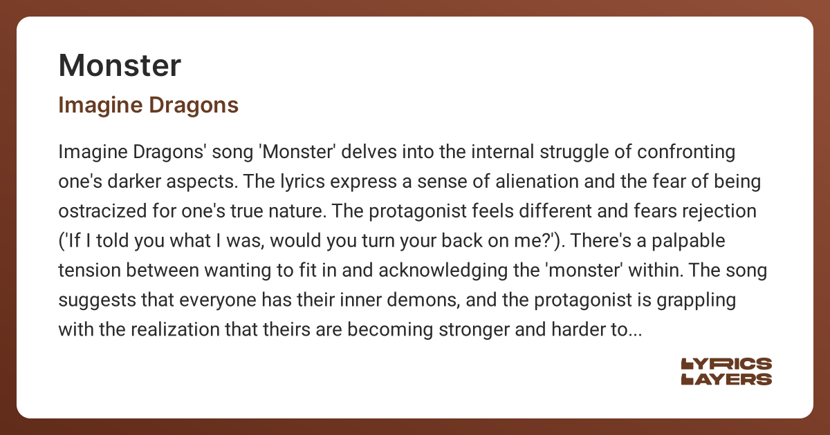 Meaning of MONSTER (Imagine Dragons)