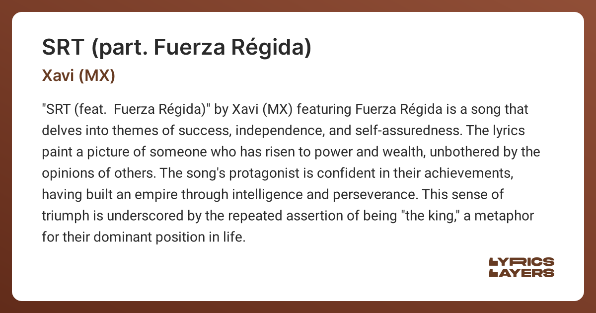 SRT (PART. FUERZA RÉGIDA): deutsche Übersetzung von Xavi (MX)