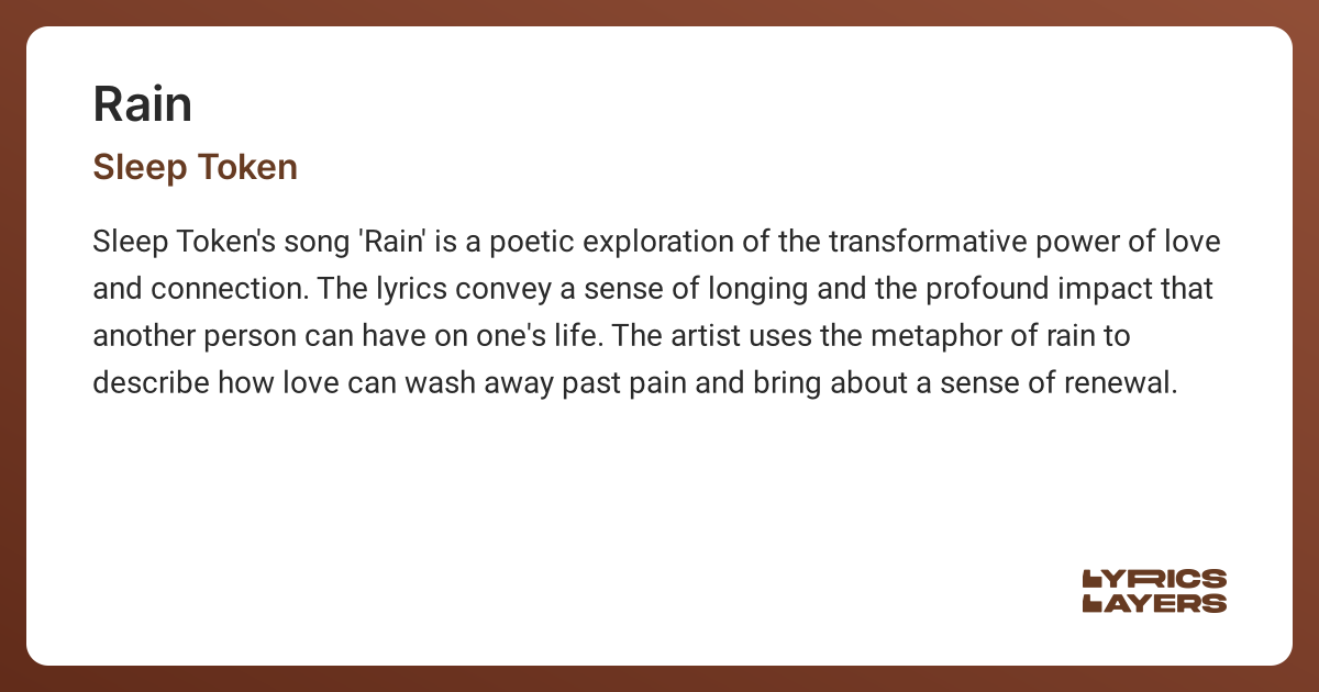 Meaning of RAIN (Sleep Token)