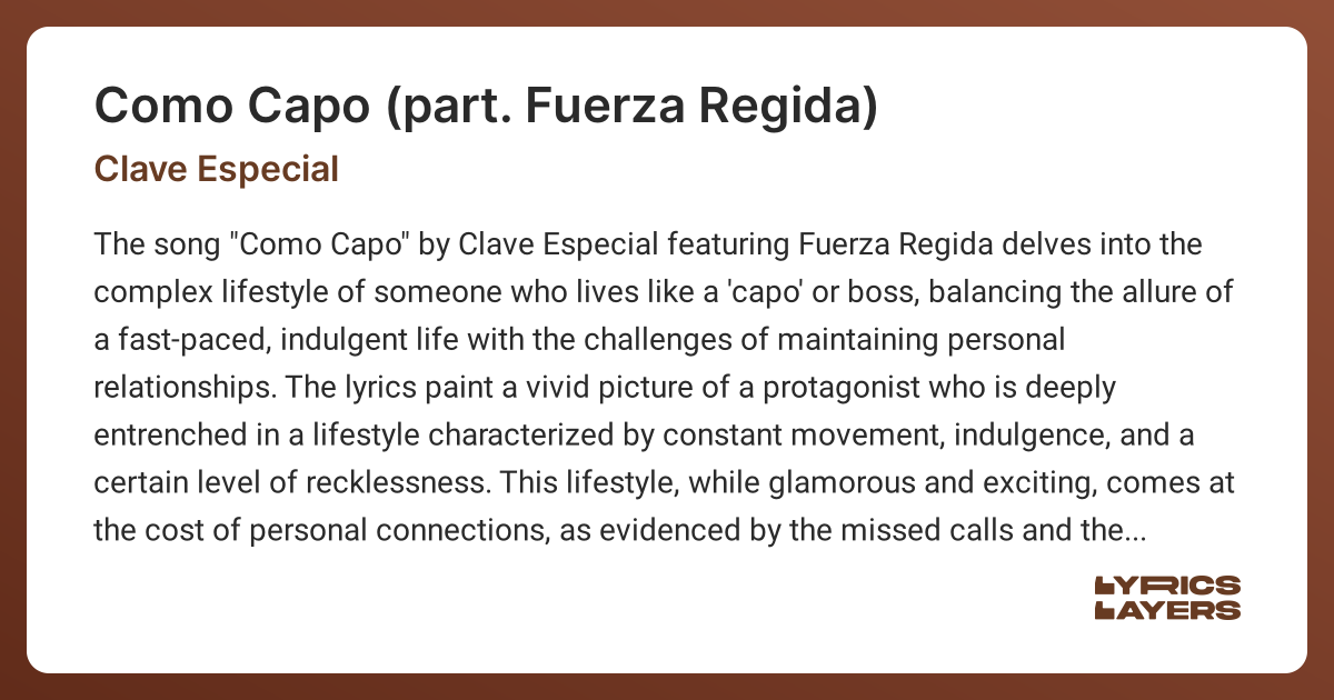 Como Capo (part. Fuerza Regida): Nederlandse vertaling van Clave Especial