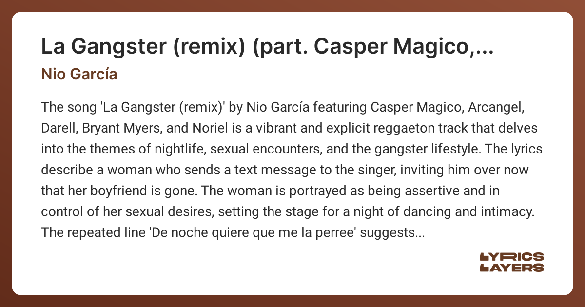 Meaning of La Gangster (remix) (part. Casper Magico, Arcangel, Darell, Bryant Myers y Noriel ...