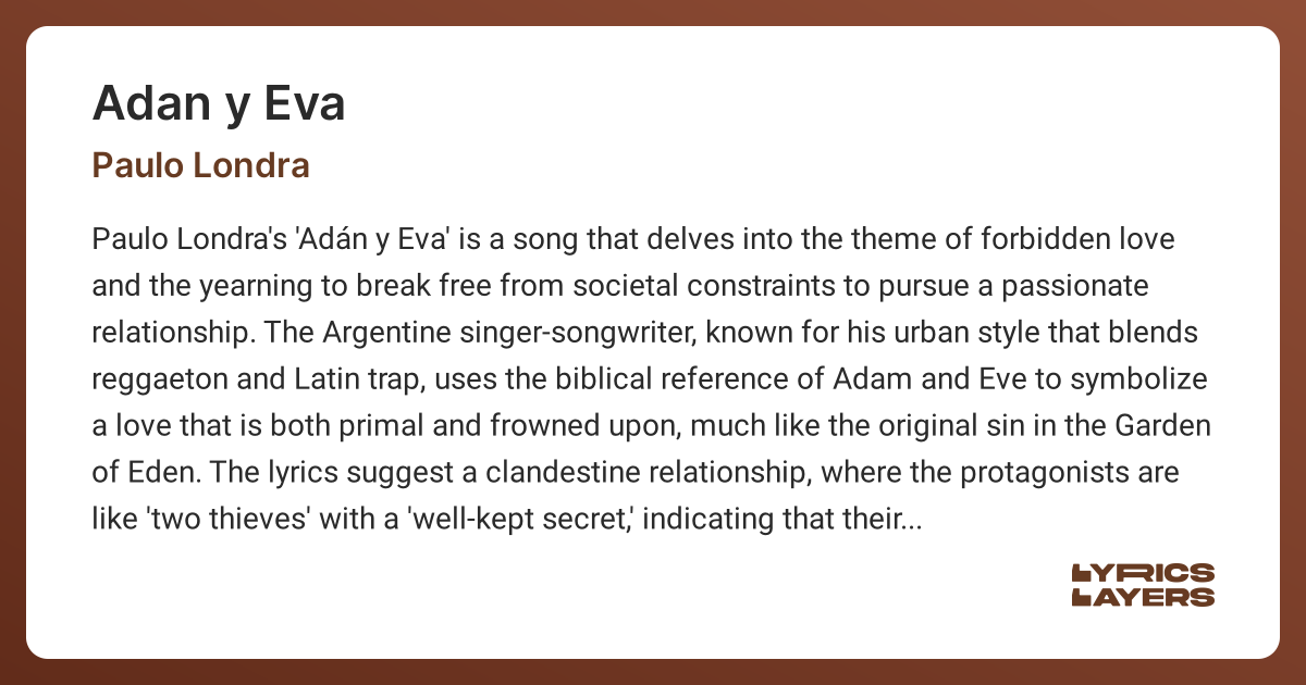 Meaning of ADAN Y EVA (Paulo Londra)