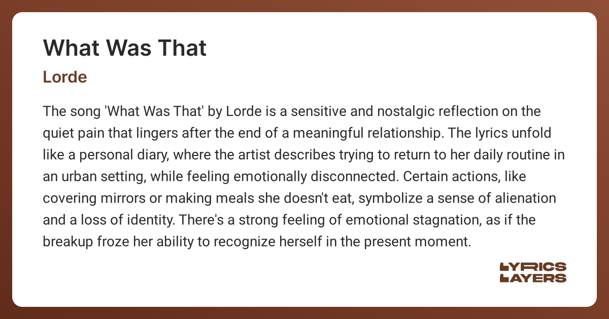 Meaning of WHAT WAS THAT (Lorde)