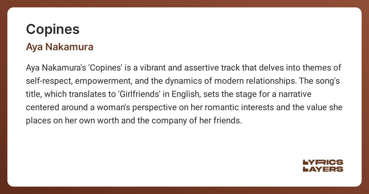 Meaning of COPINES (Aya Nakamura)