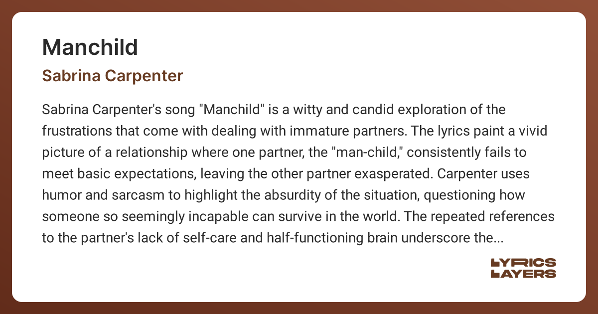 Meaning of MANCHILD (Sabrina Carpenter)