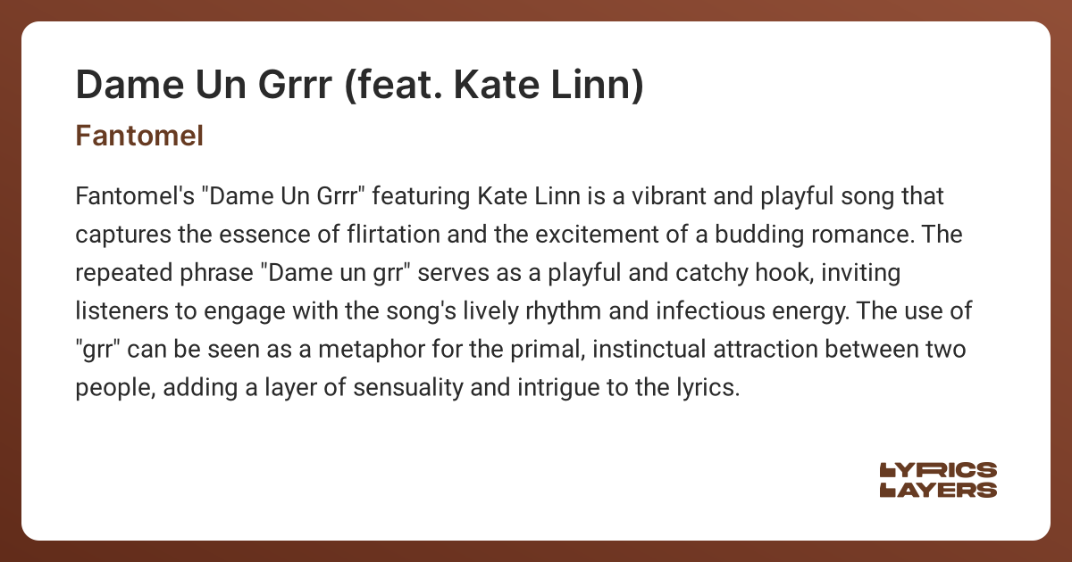 DAME UN GRRR (FEAT. KATE LINN): deutsche Übersetzung von Fantomel