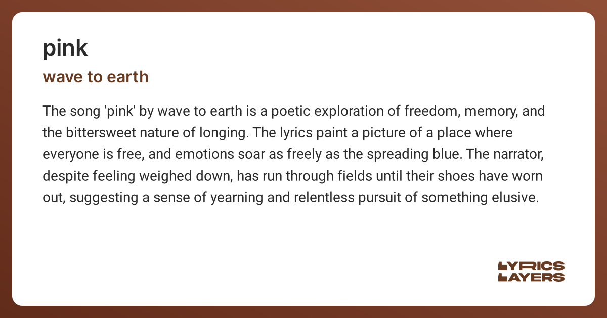Meaning of PINK (wave to earth)