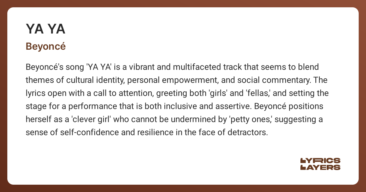 Meaning of YA YA (Beyoncé)