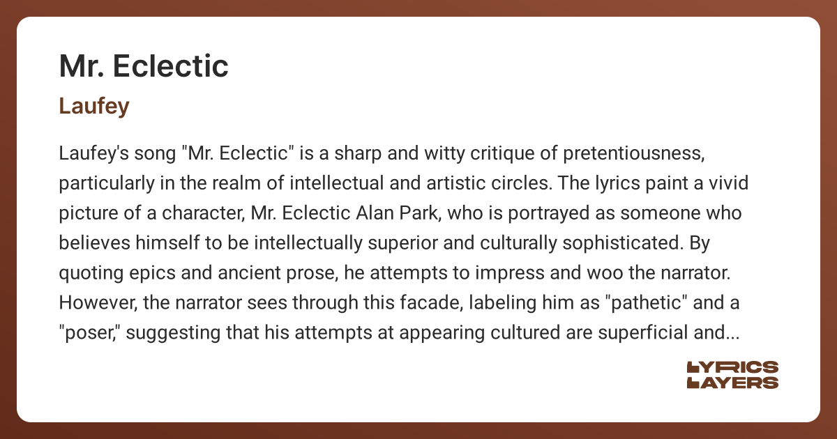 Meaning of MR. ECLECTIC (Laufey)