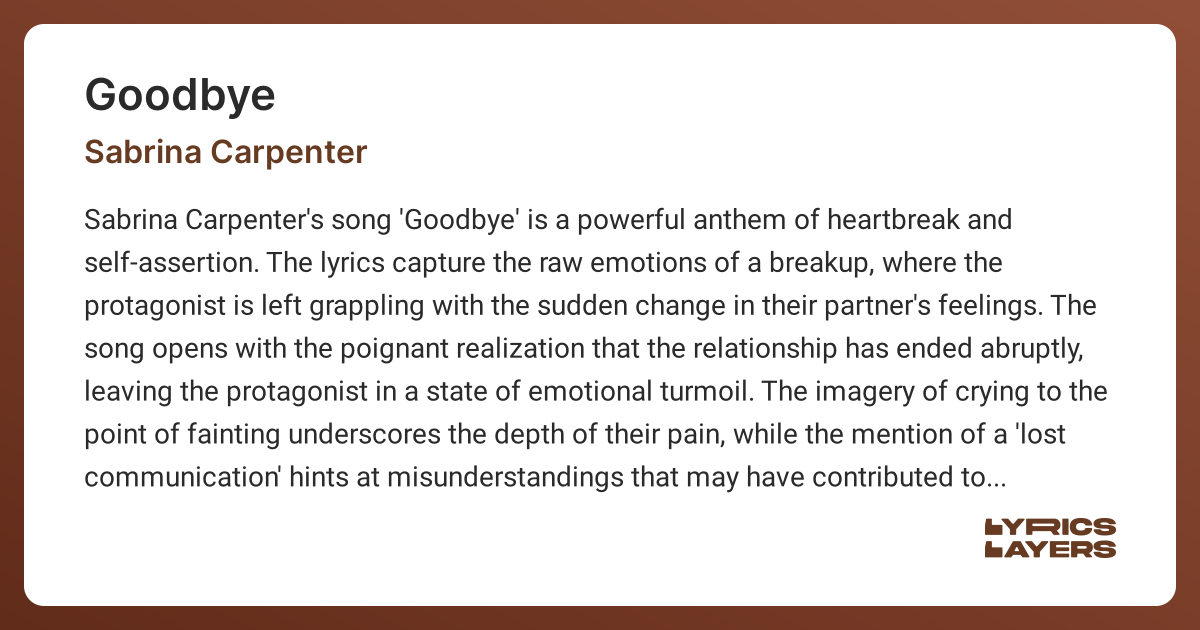 Meaning of GOODBYE (Sabrina Carpenter)