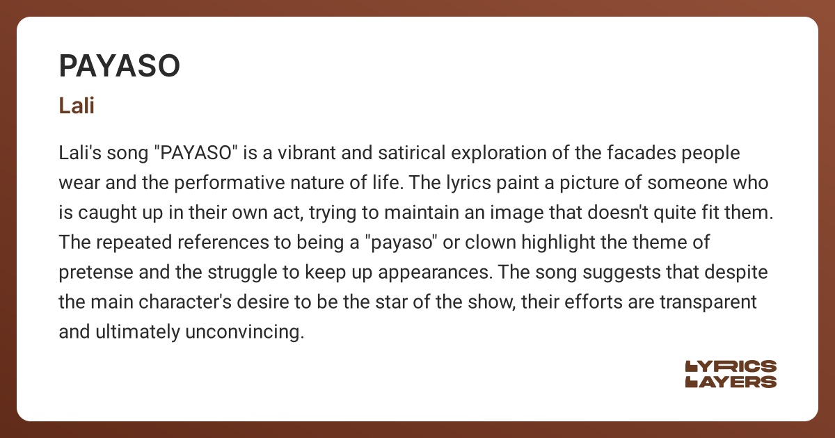 Meaning of PAYASO (Lali)