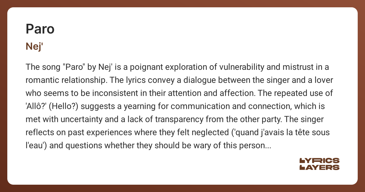 PARO (Lyrics in English) - Nej'